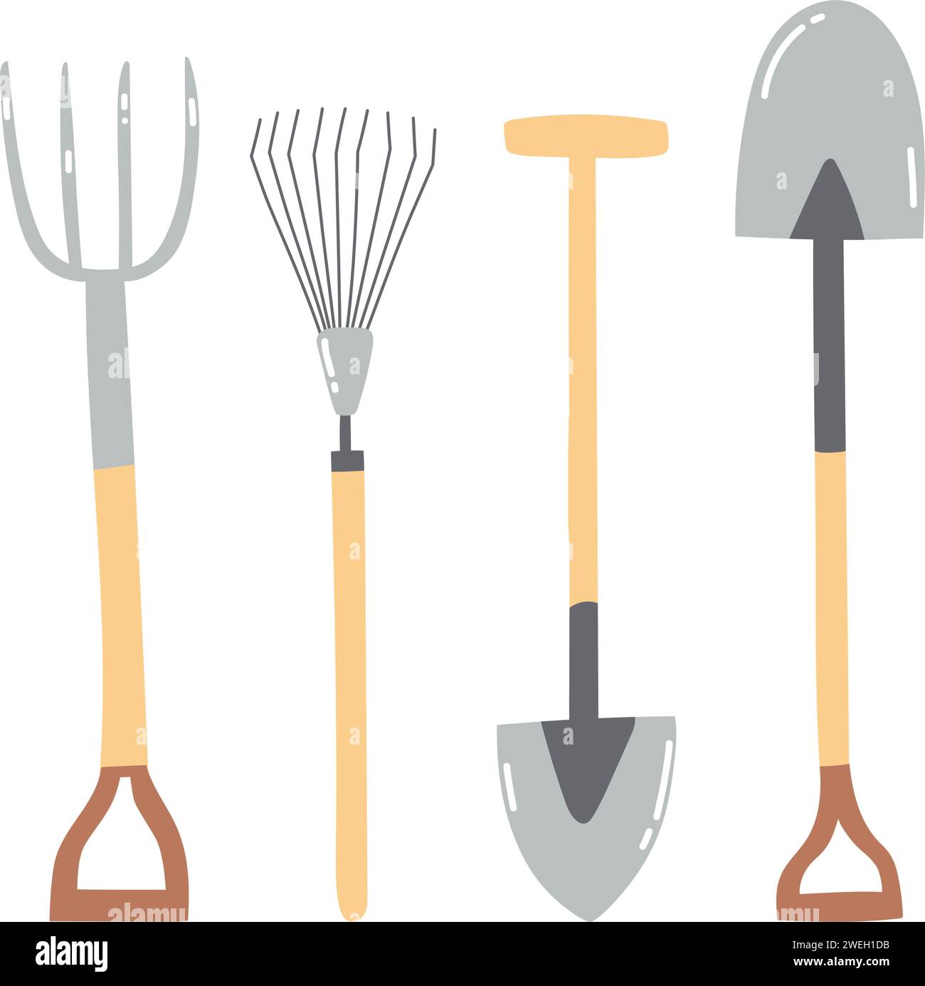 Hand drawn garden tools. Set of agricultural equipment Stock Vector ...
