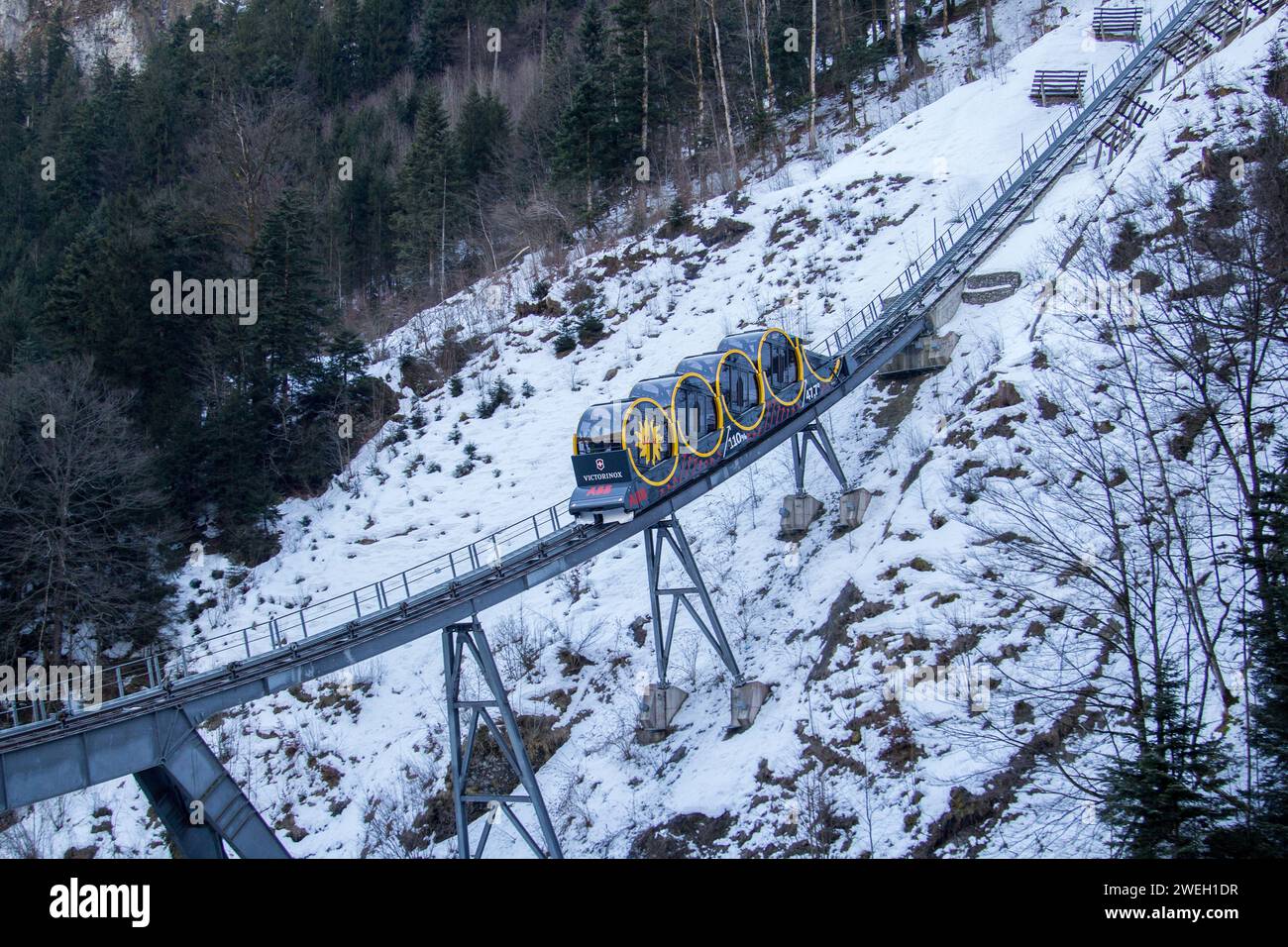 Stoos, Switzerland - 09 February 2022: the unique and innovative ...