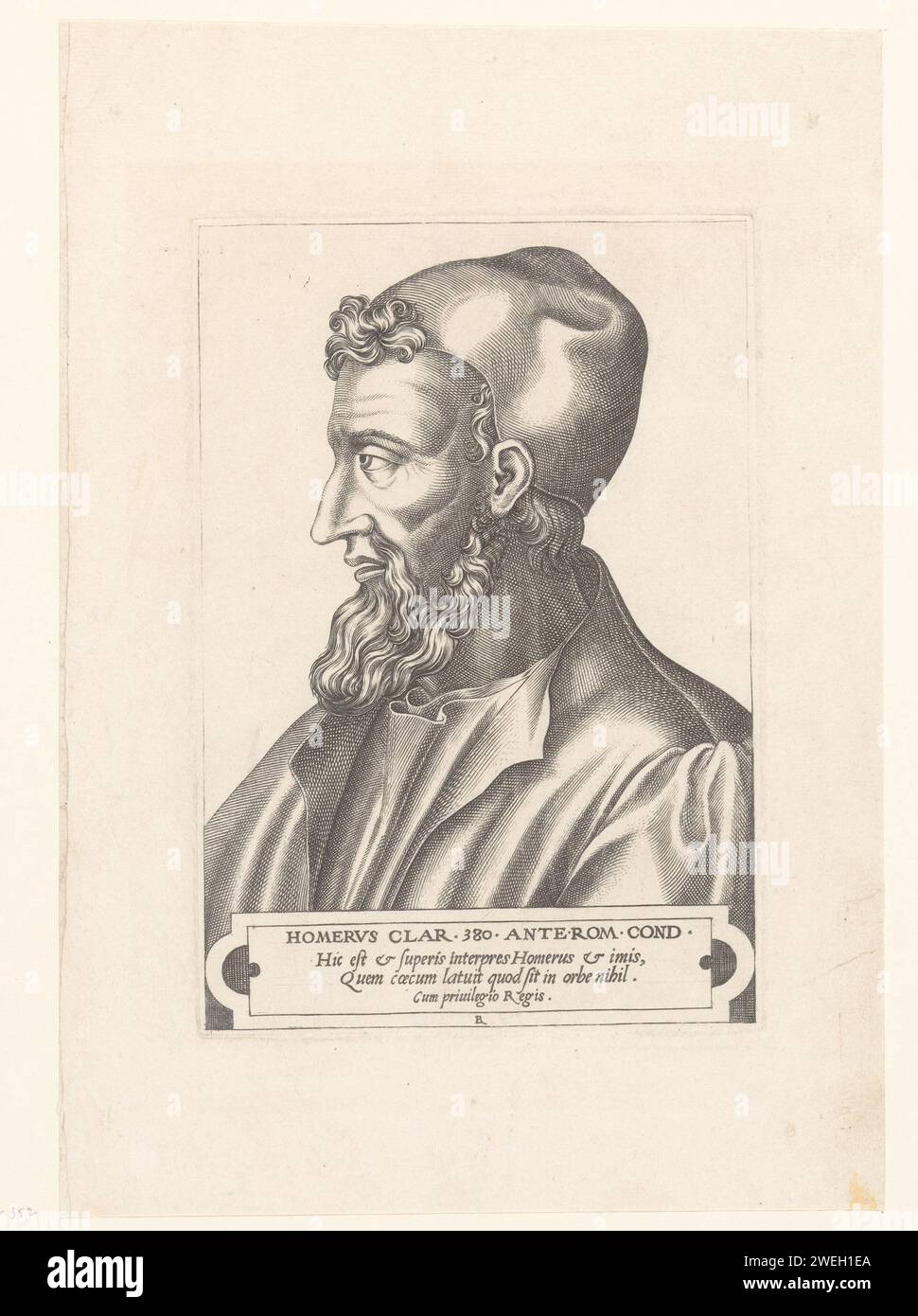 Portrait of Homerus, 1566 print paper engraving historical persons ...
