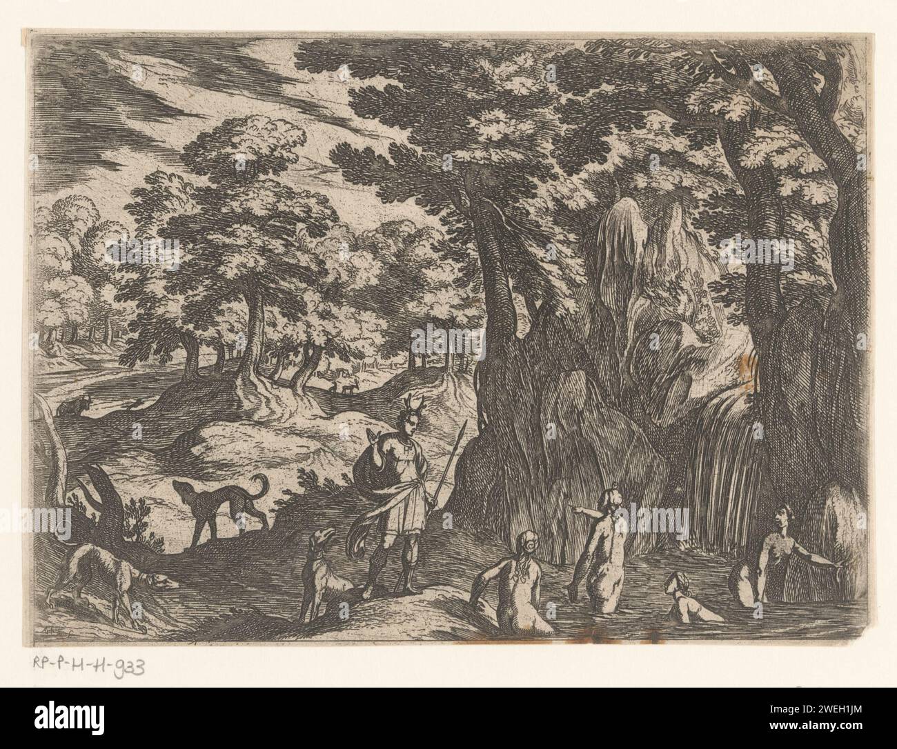 Landscape with Actaeon that turns into a deer, Antonio Tempesta, 1565 ...