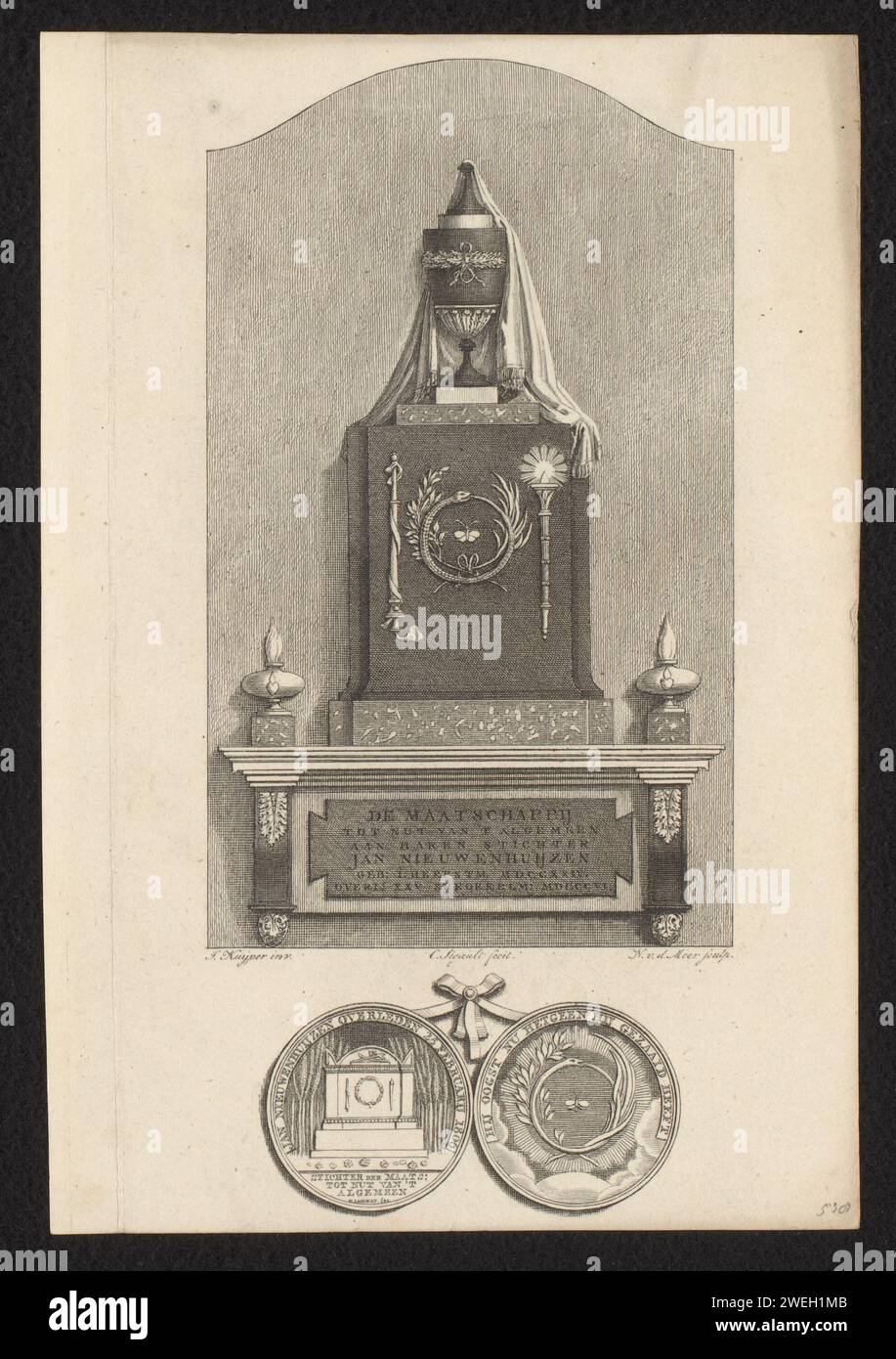 Burial monument and medal in honor of Jan Nieuwenhuyzen, Noah van der ...