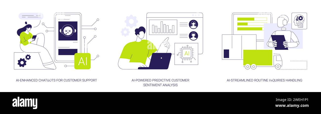 AI in Customer Support abstract concept vector illustrations Stock ...