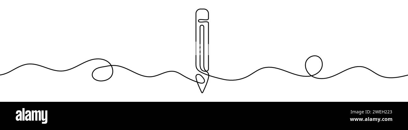 Continuous editable drawing of pencil. One line drawing background ...