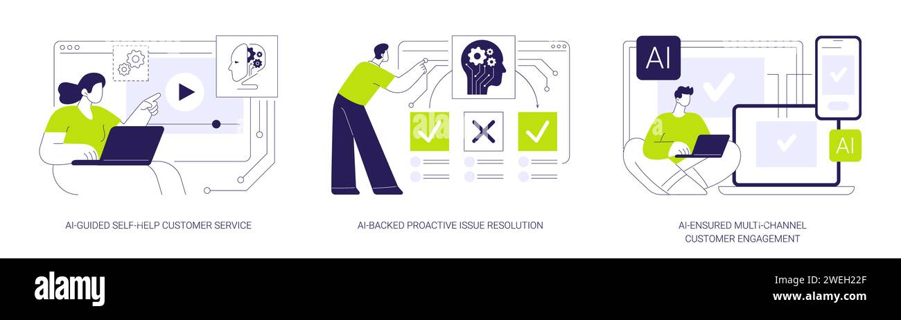 AI-Backed Customer Service abstract concept vector illustrations Stock ...