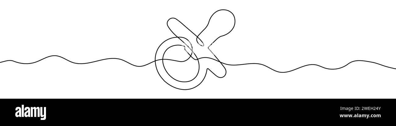 Continuous editable drawing of baby pacifier. One line drawing ...