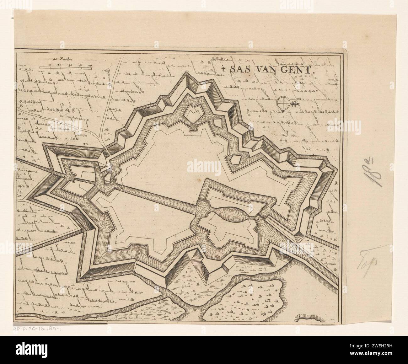 Vesting map of Sas van Gent, Anonymous, c. 1700 - c. 1710 print Vesting ...