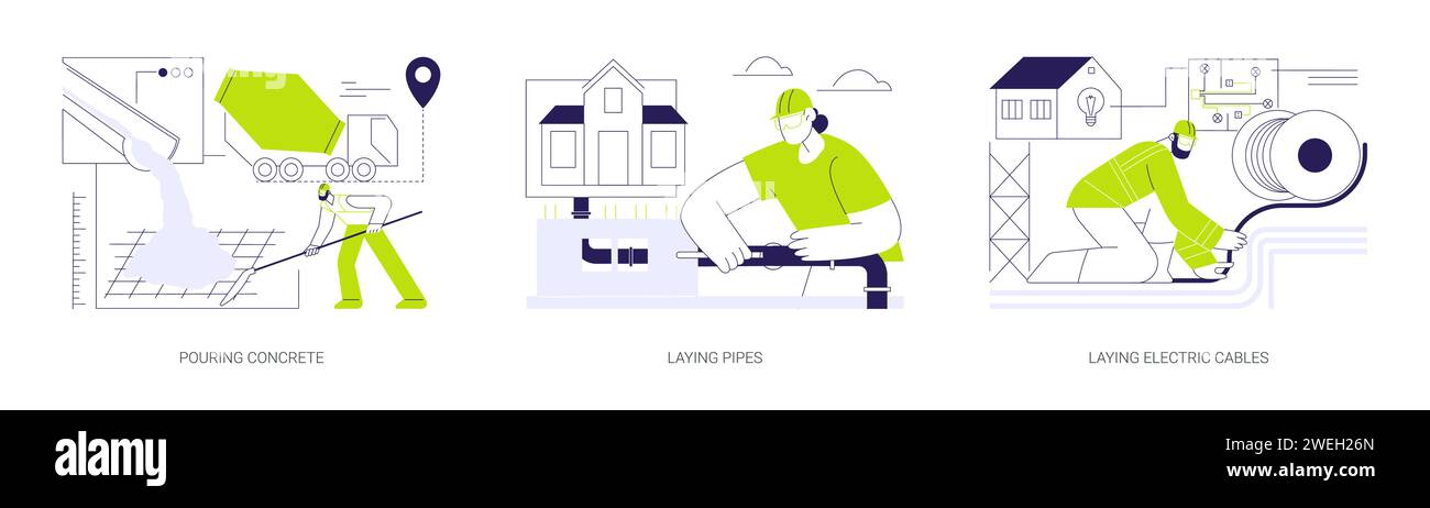 Residential building utilities installation abstract concept vector illustrations Stock Vector ...