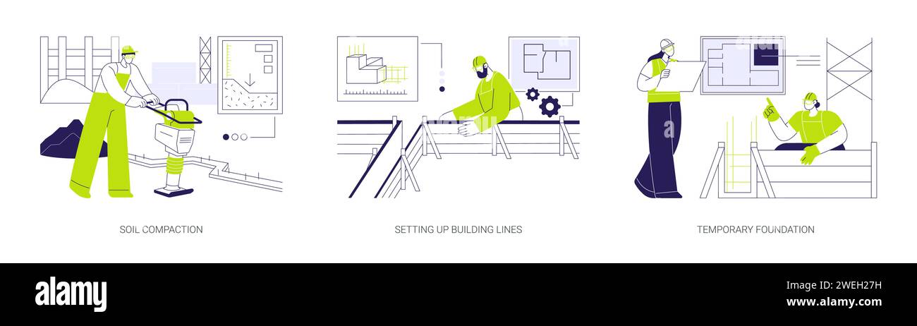 Residential area building process abstract concept vector illustrations ...