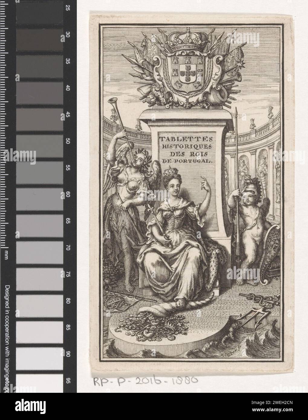 Allegorical performance with Portuguese Virgin, David Coster, 1716 print The Portuguese Virgin ...