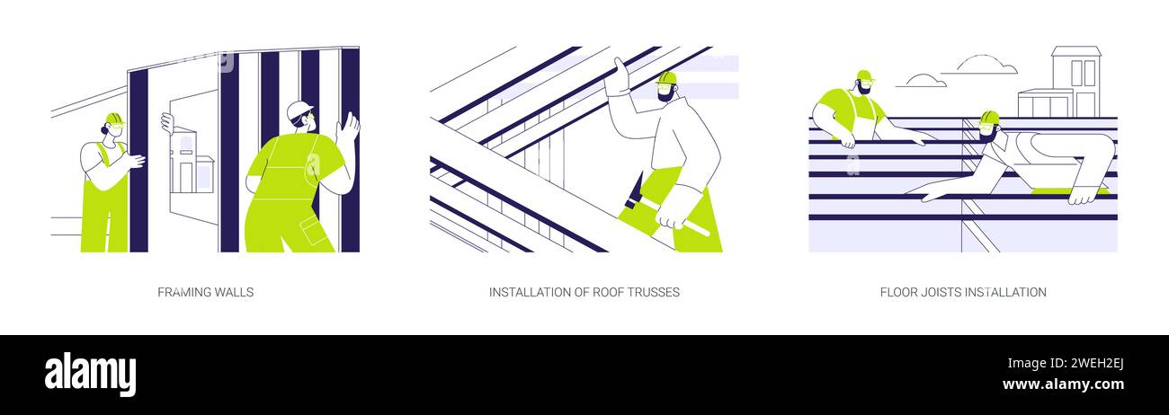 Rough carpentry in residential building abstract concept vector ...