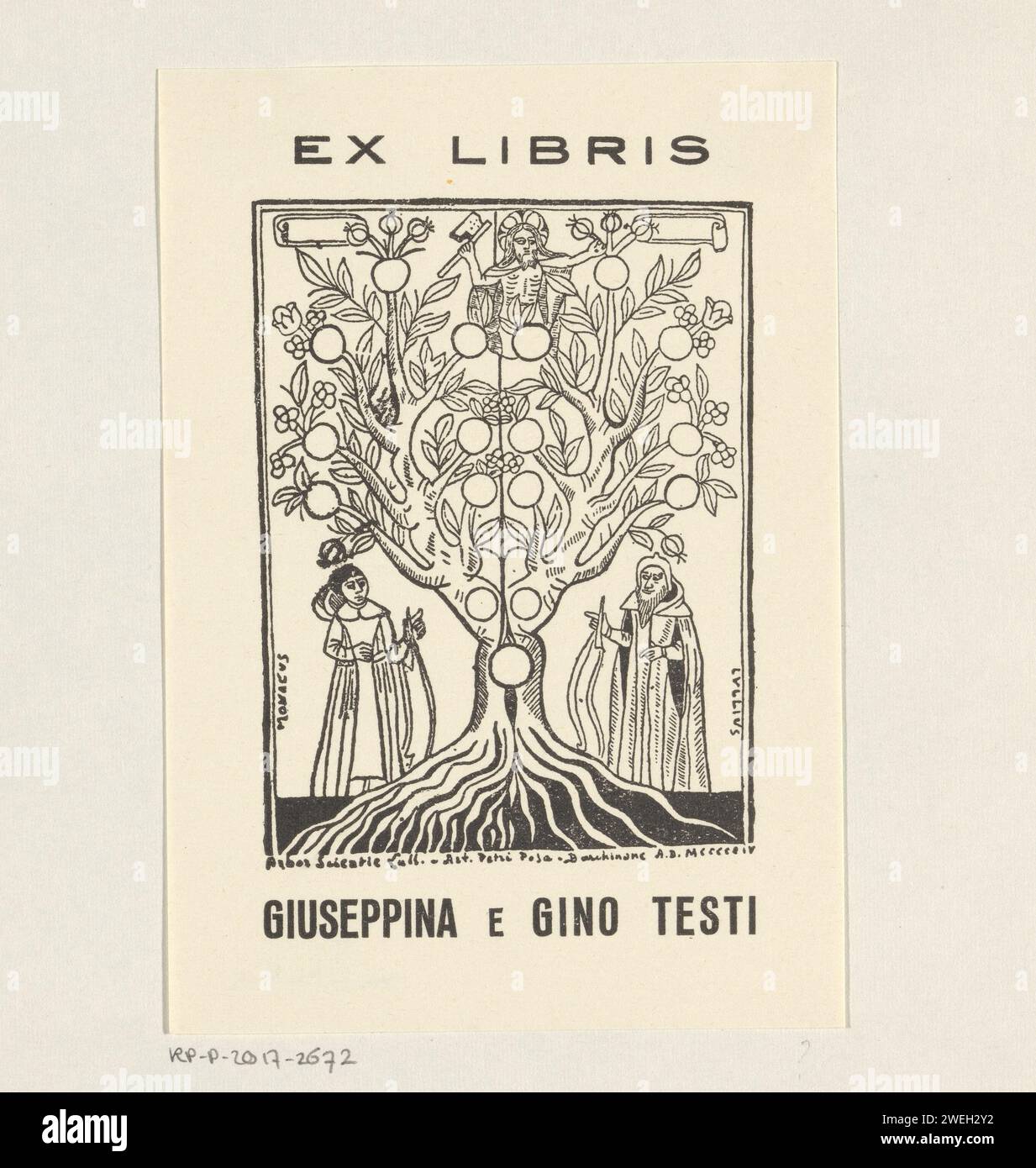 Ex libris van giuseppina en gino text, anonymous, 1900 - 1999 paper ...