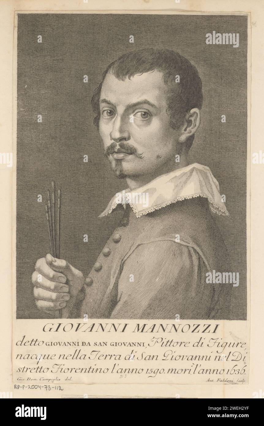 Portret Van Giovanni da San Giovanni, 1752 - 1766 print Text in Latin ...