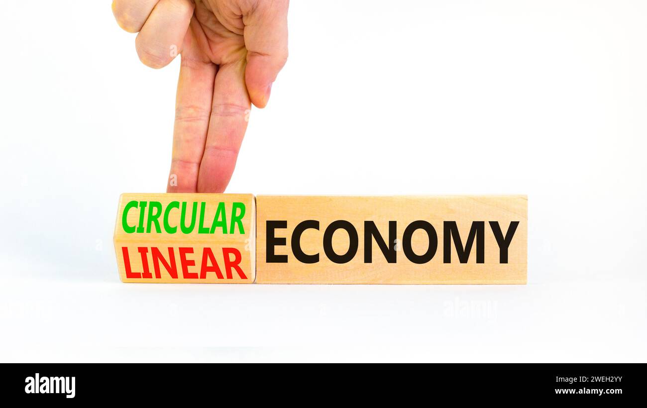 Circular or linear economy symbol. Concept words Circular economy or ...