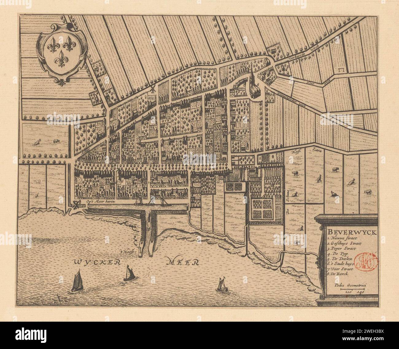 Map of Beverwijk, Anonymous, 1657 - 1690 print Map in a nutshell ...