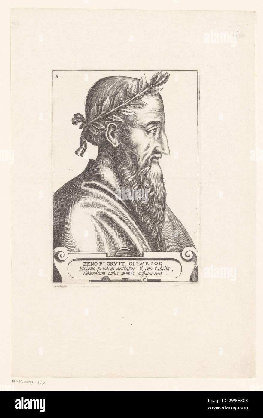 Portret van Zeno Van Citium, 1566 print paper engraving historical ...
