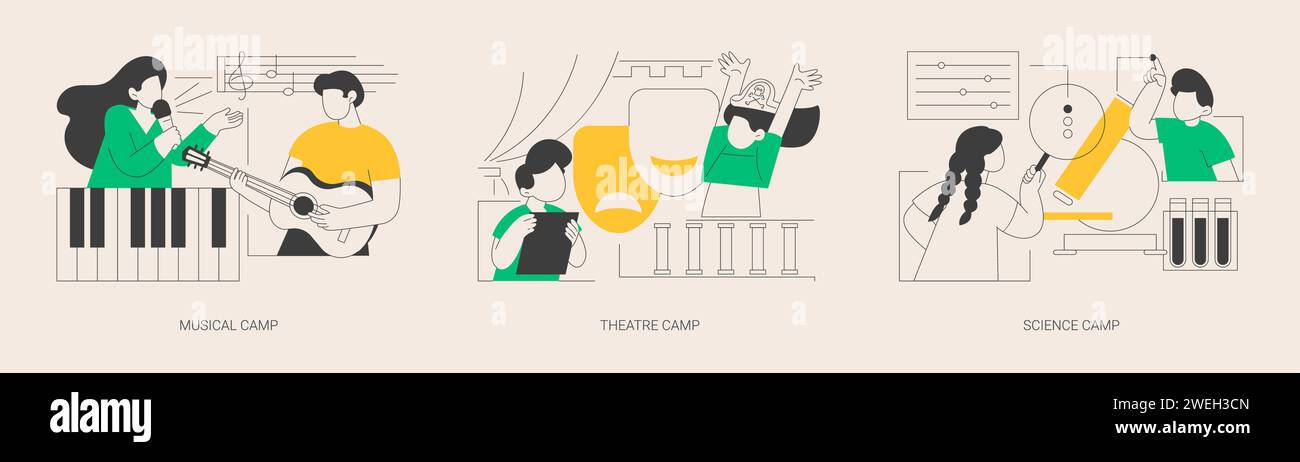 Summer vacation camps abstract concept vector illustrations Stock ...