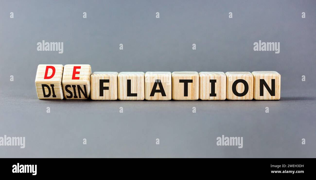 Deflation or disinflation symbol. Concept word Deflation Disinflation ...