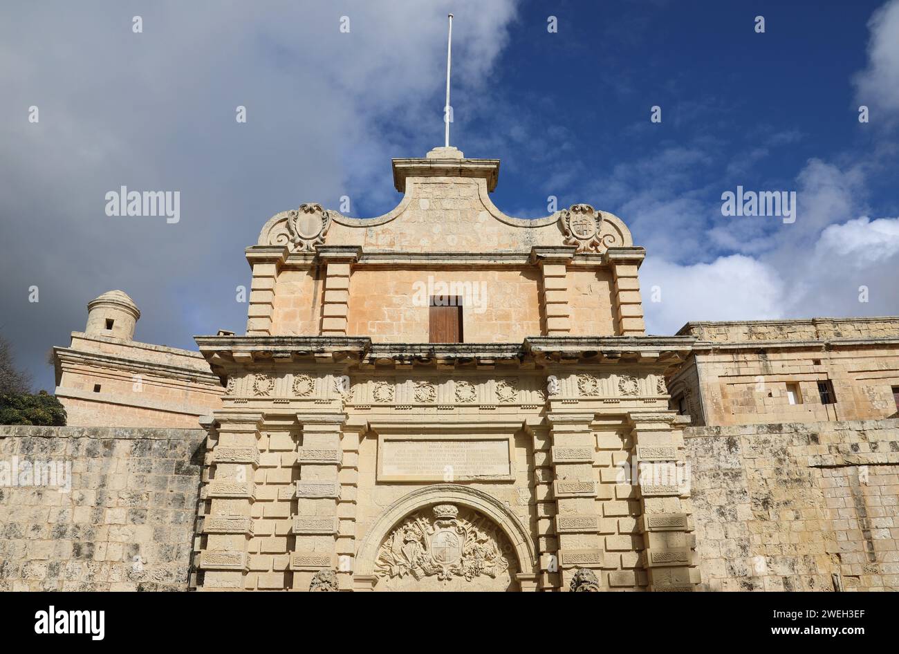 Detail of Mdina Gate in Malta Stock Photo - Alamy