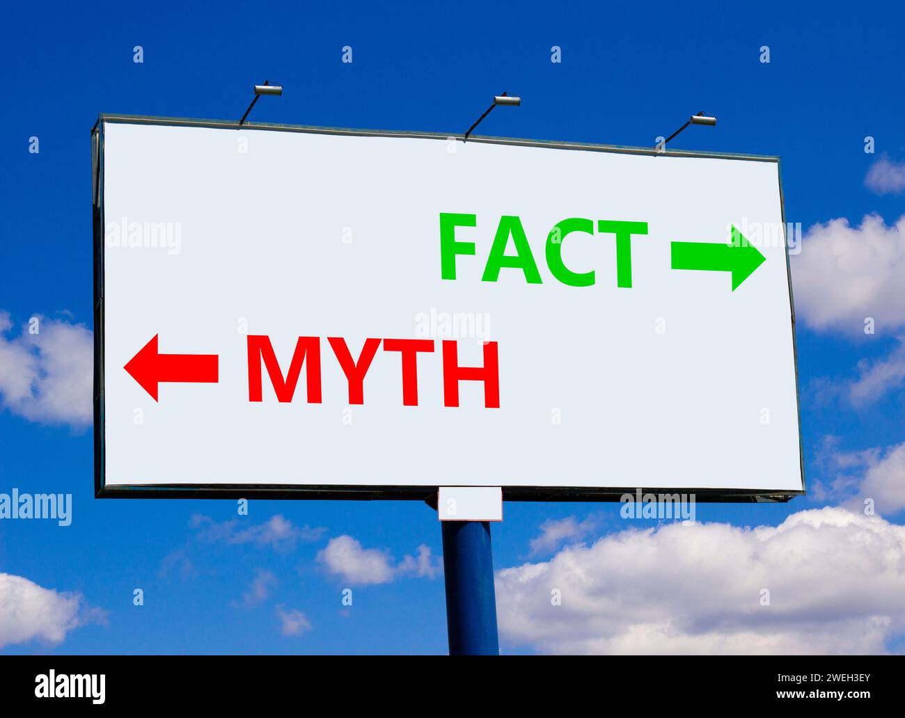 Fact or myth symbol. Concept word Myth and Fact on beautiful billboard ...