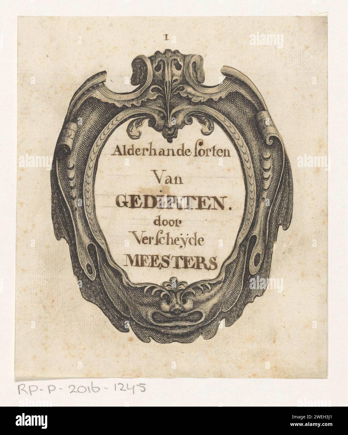 Cartouche with masks, anonymous, 1700 - 1800 print Cartouche with a ...