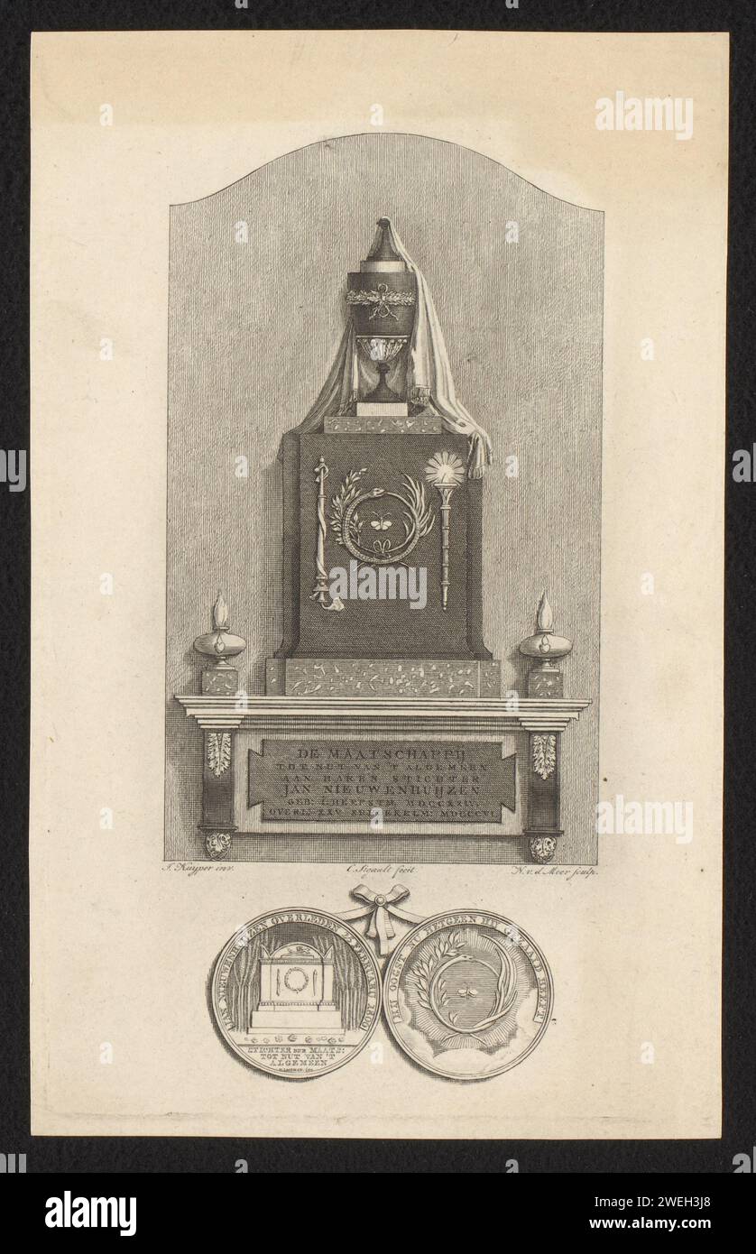 Burial monument and medal in honor of Jan Nieuwenhuyzen, Noah van der ...