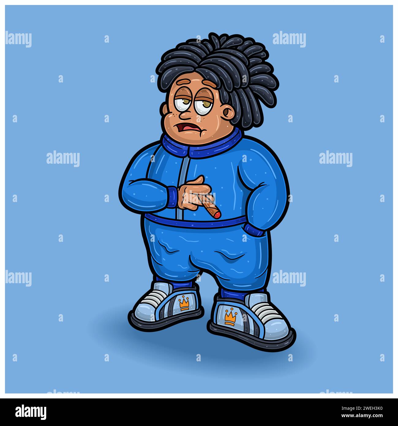 A Fat Boy With Cigarette and Rapper Style. Mascot Character Cartoon ...
