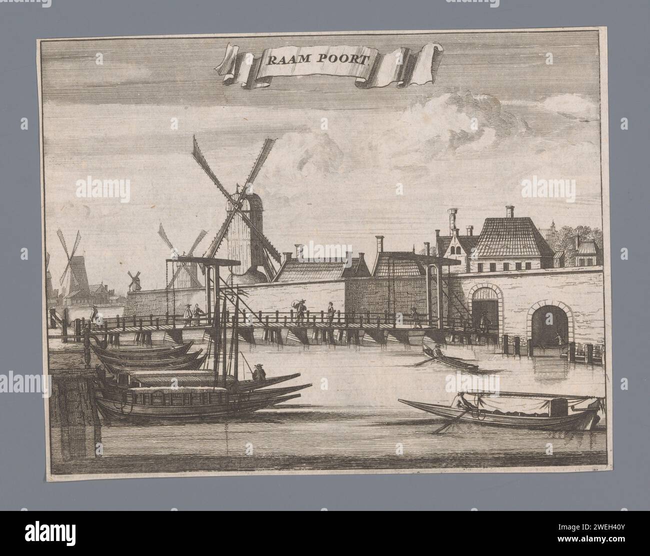 View of the Raampoort in Amsterdam, Anonymous, 1693 print paper etching ...