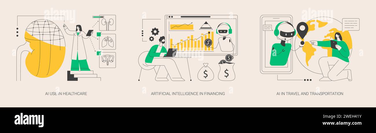 Machine learning in industry abstract concept vector illustrations ...