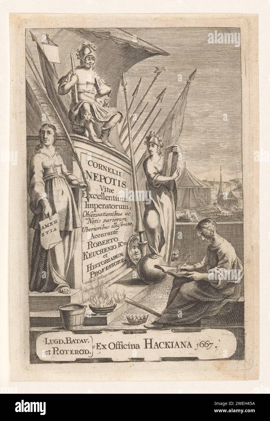 Allegorical representation with thrown man, Minerva, oblivion and ...