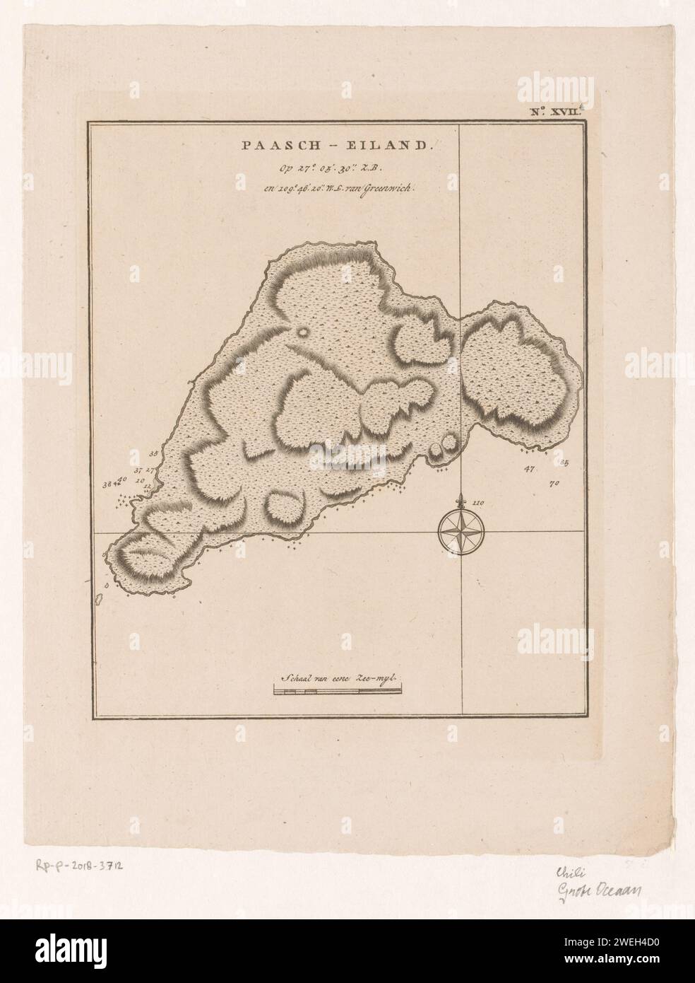 Map of Easter Island, Anonymous, c. 1795 print paper etching maps ...