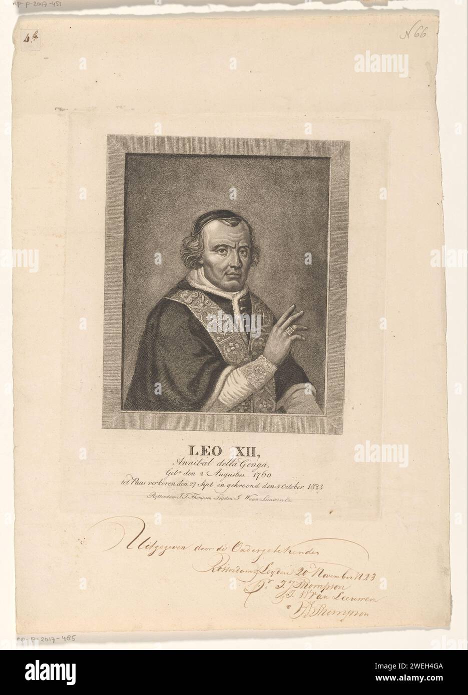 Portrait of Pope Pius VII, possibly Leo XII, Anonymous, 1823 print The ...