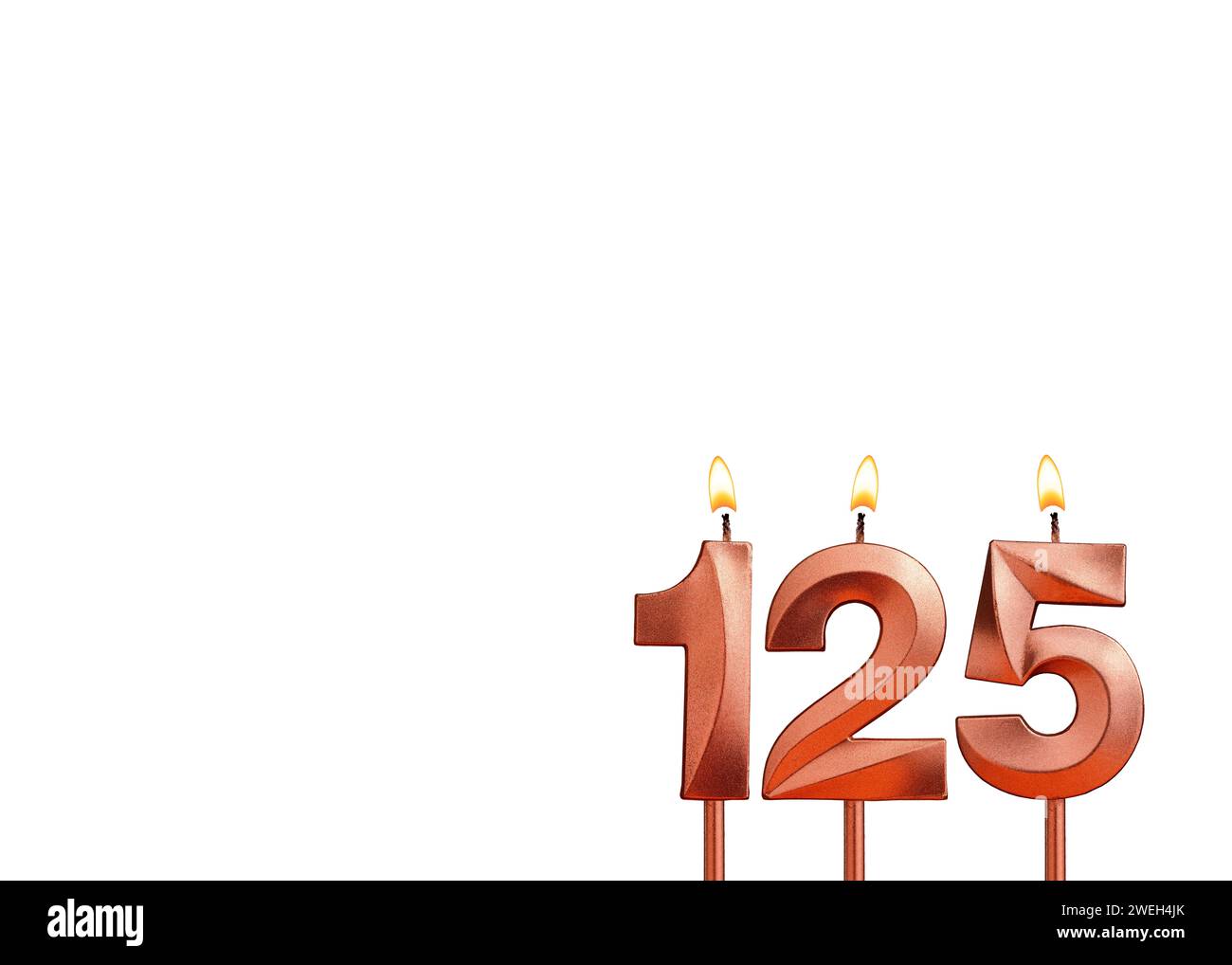 Birthday candle number 125 on white background Stock Photo - Alamy