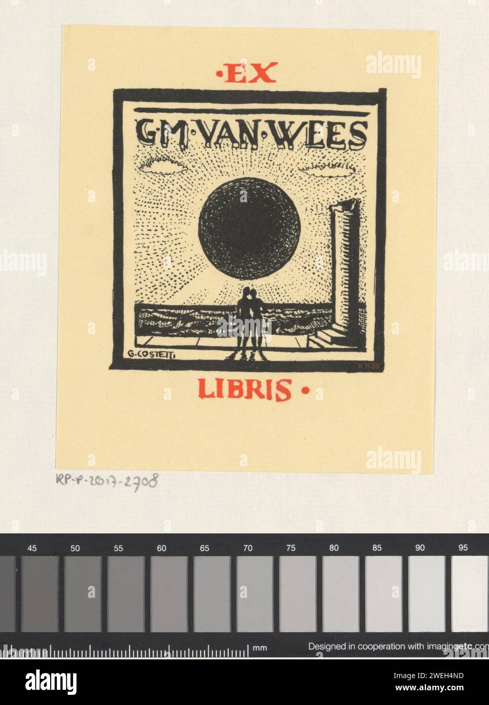 Ex libris van G.M. van Wees, anonymous, after Giovanni Costetti, 1884 ...