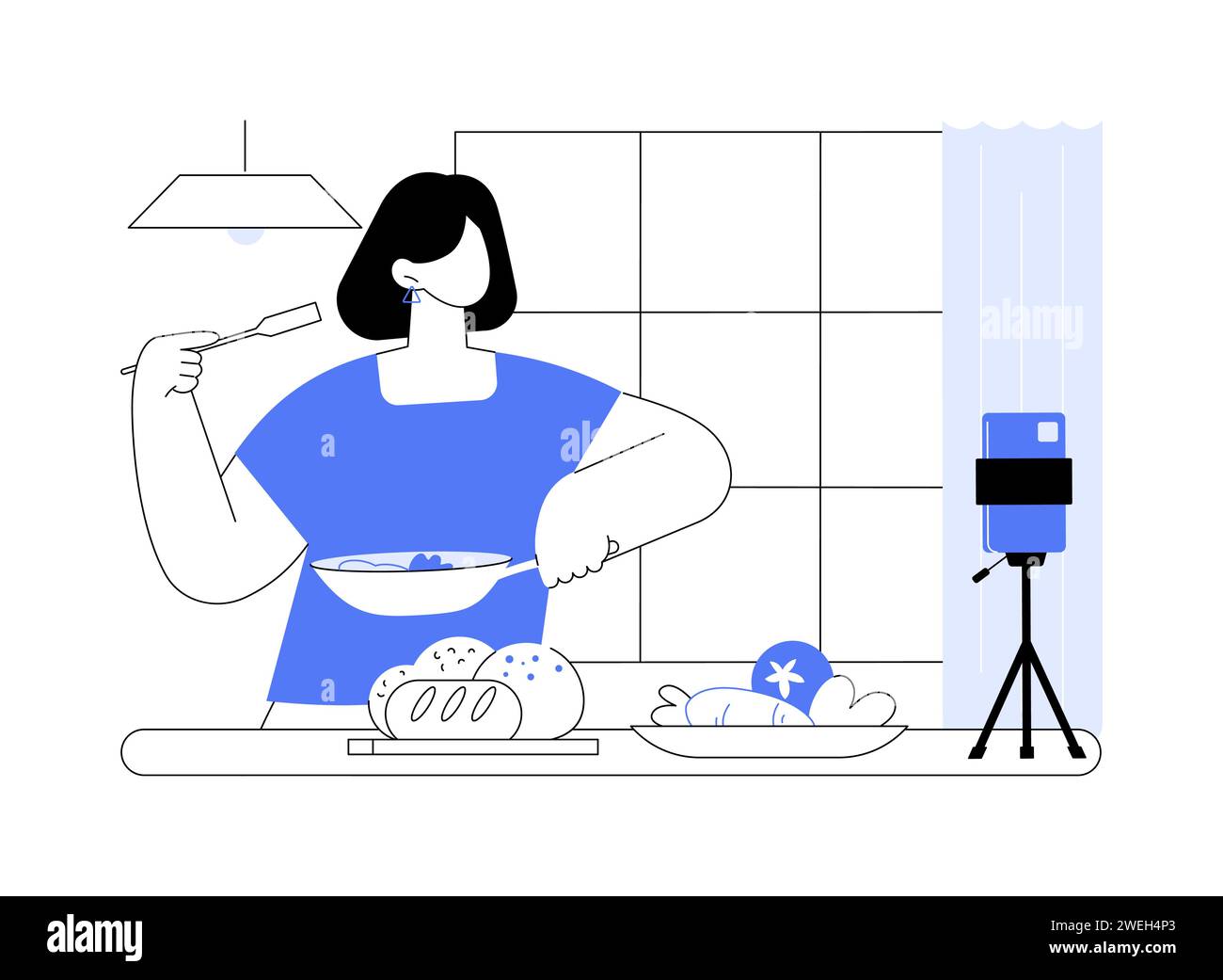 Filming cooking classes isolated cartoon vector illustrations Stock ...