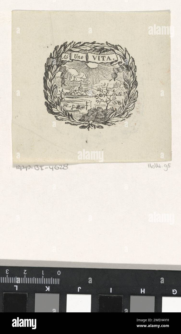 Vignette with a landscape, Isaac Vincentsz. van der Vinne, c. 1681 ...