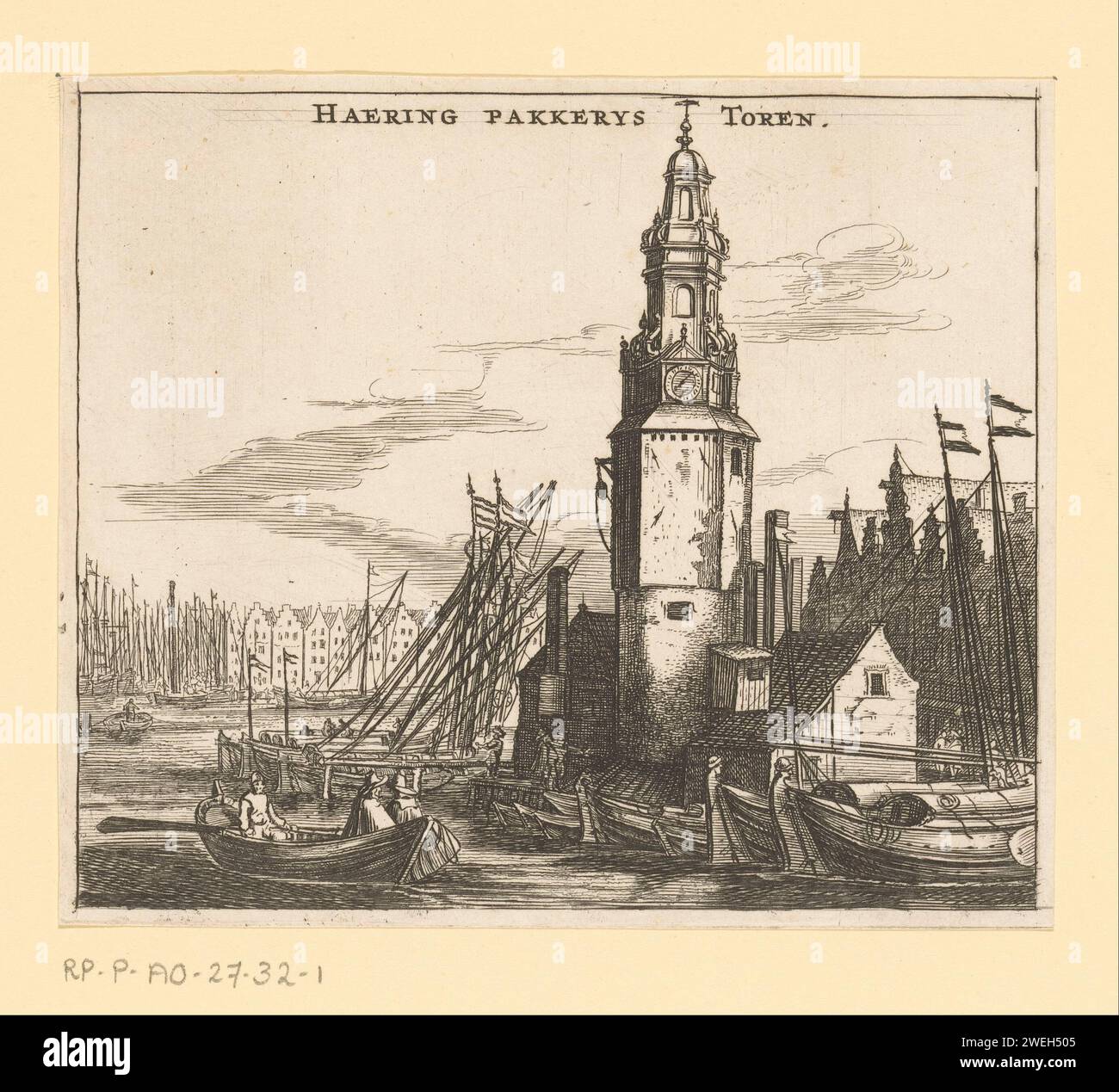 View of the Haringpakkerstoren in Amsterdam, Jan Veenhuysen (attributed to), 1664 print View of ...