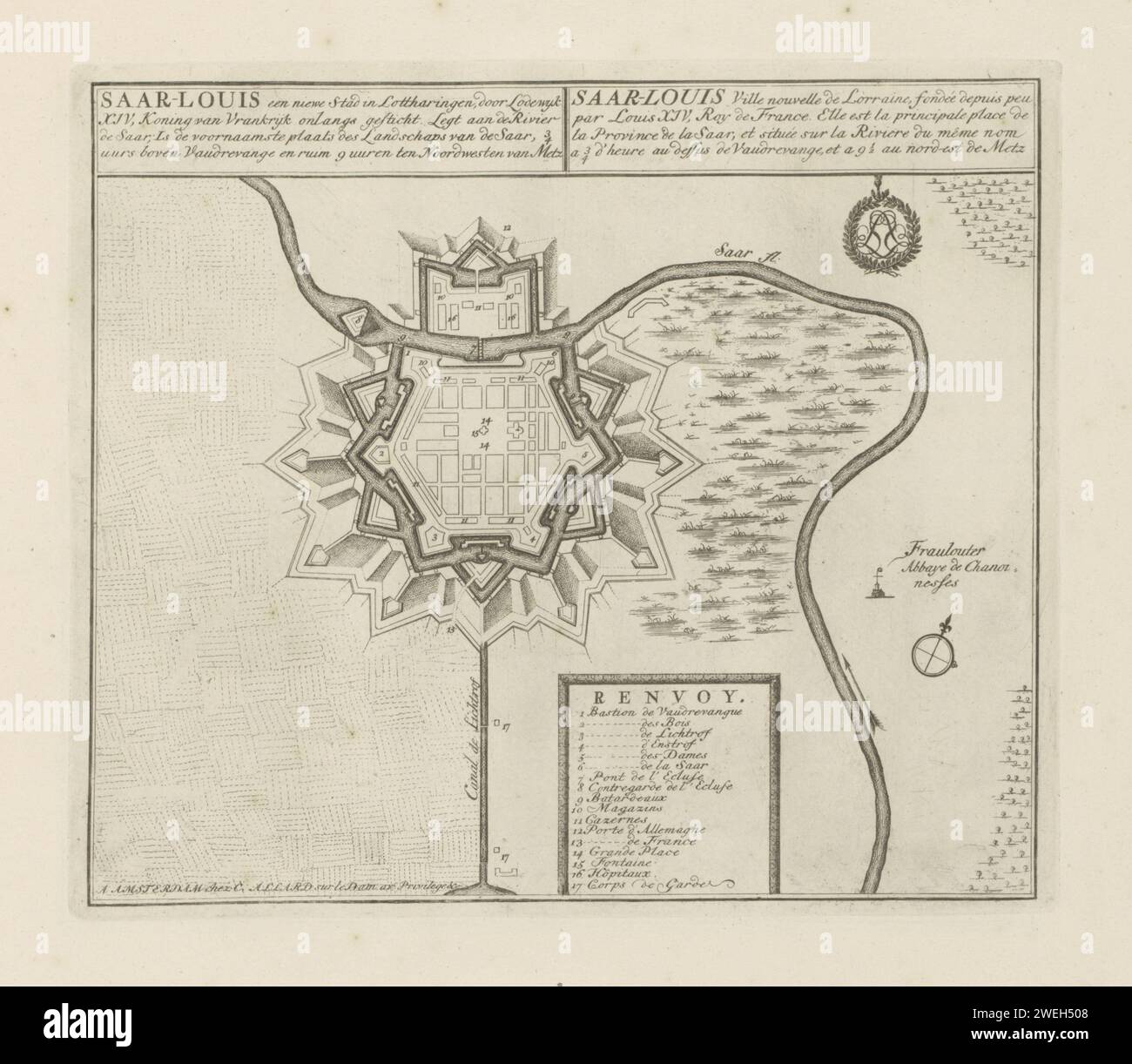 Map of Saarlouis, 1701 - 1733 print Map of the city of Saarlouis ...