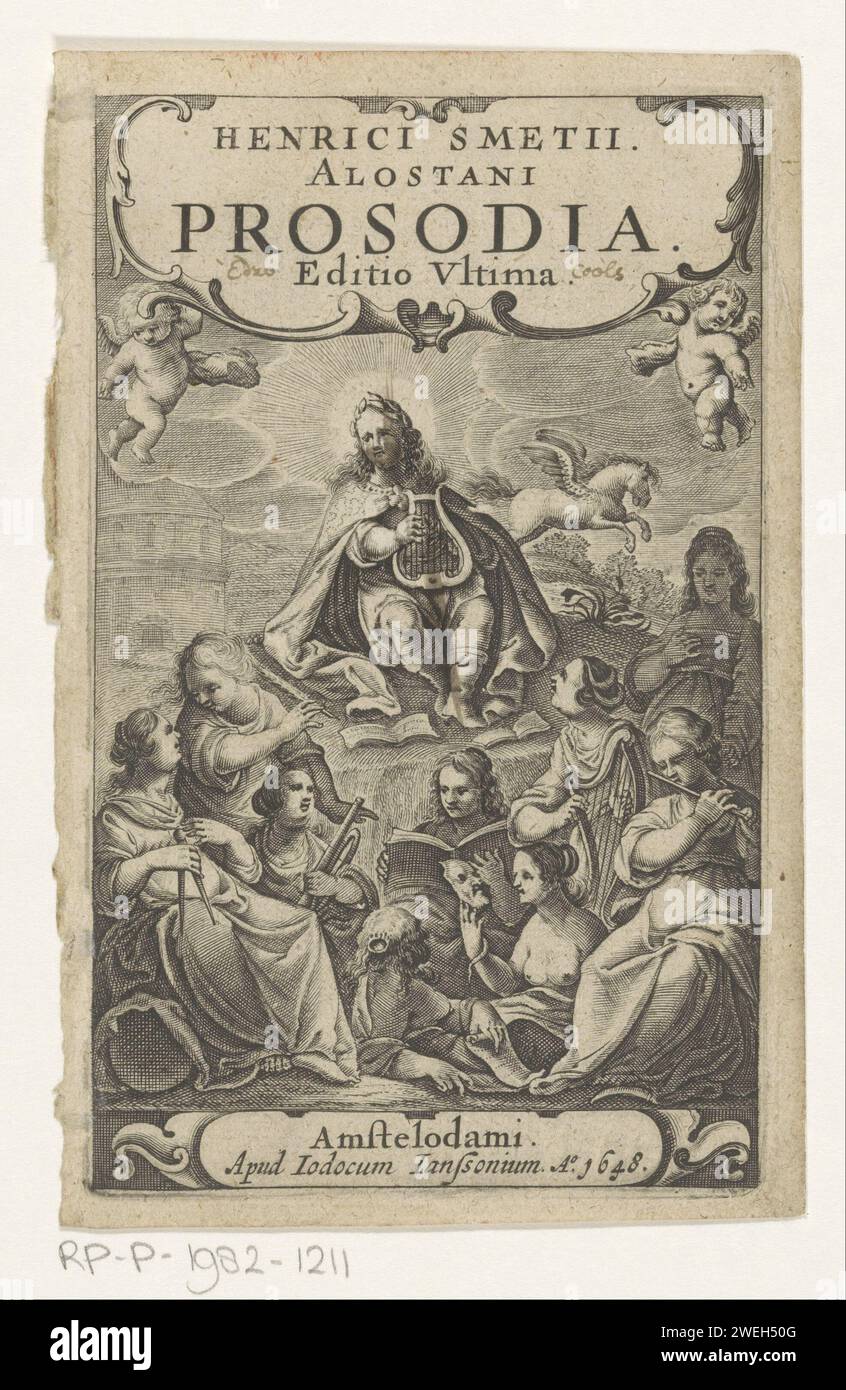 Apollo and Muzen on Berg Parnassus, Anonymous, 1648 print Apollo plays ...