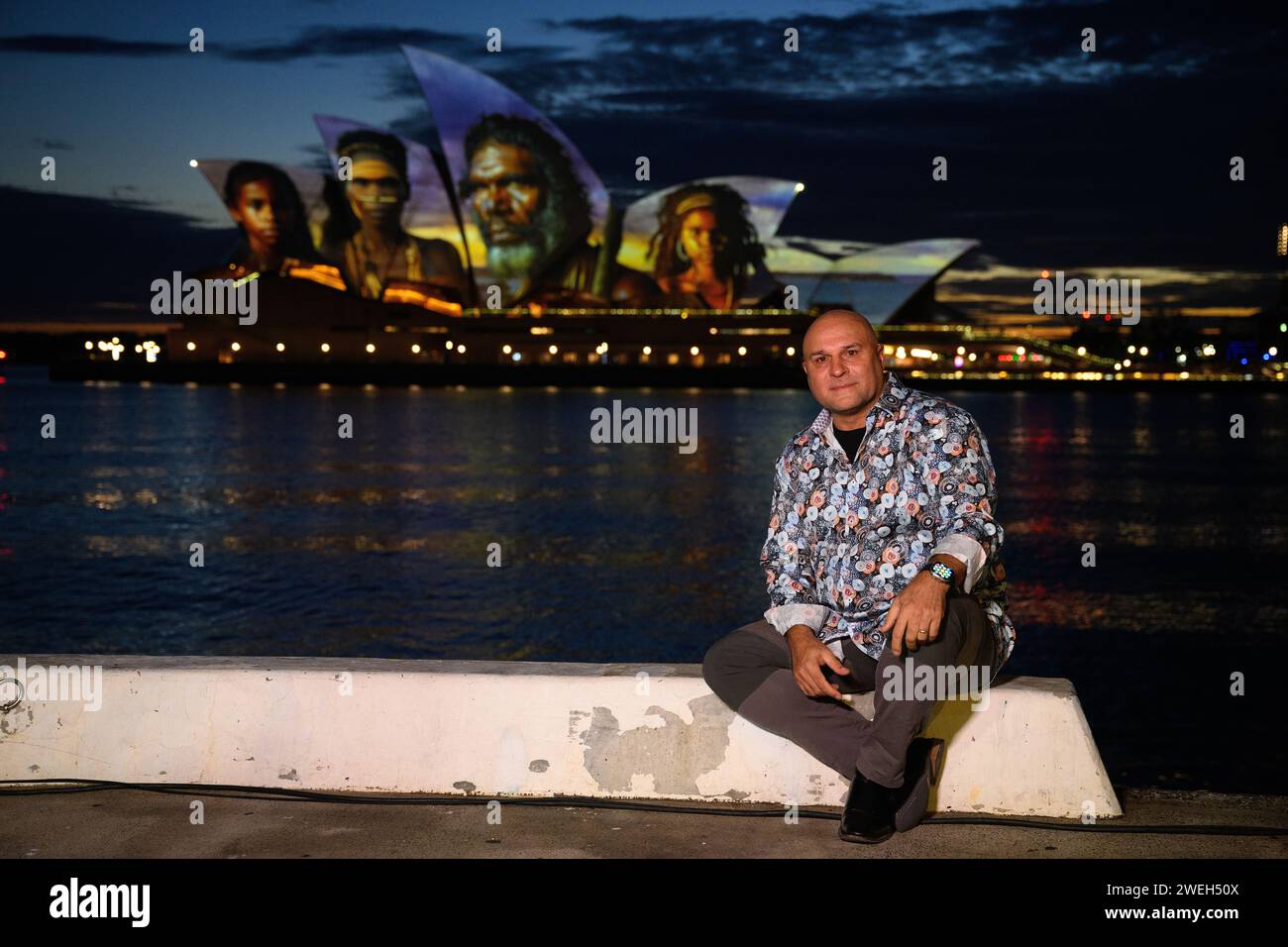 Sydney, Australia. 26th Jan, 2024. Aboriginal digital artist Brett ...