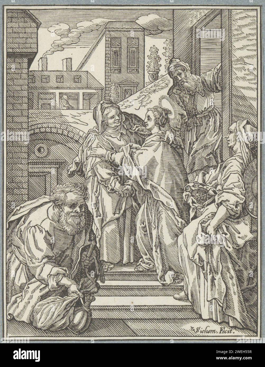 Visitation, 1591 - 1657 print Maria and Elisabet greet each other on ...