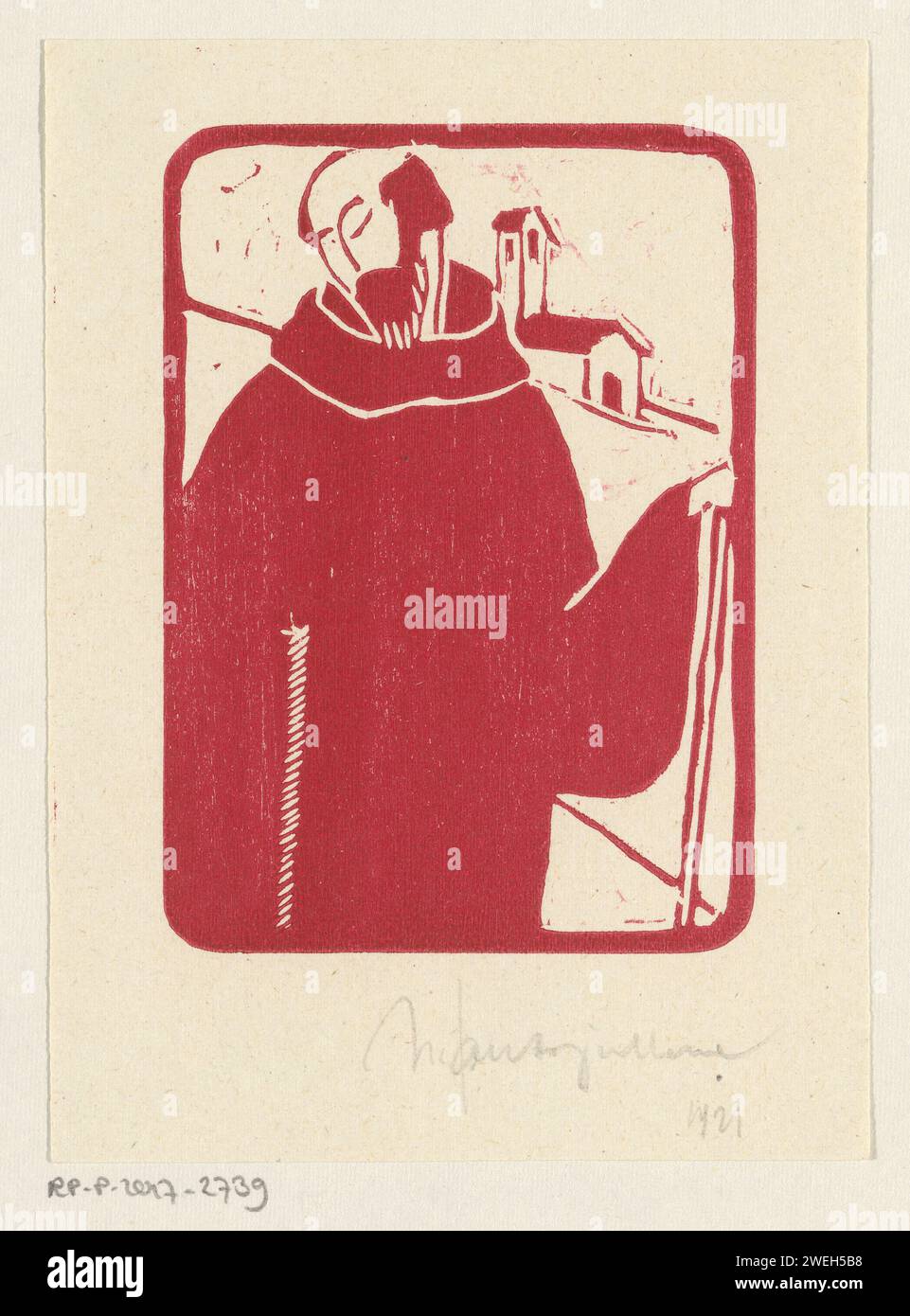 Ex Libris Van Onkende, N. Santigiuliana, 1921 paper monk(s), friar(s ...