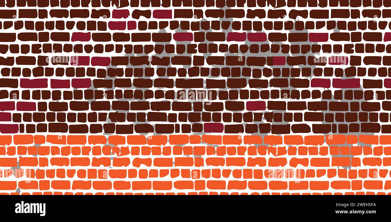 Brick wall, red relief texture with shadow, vector background ...