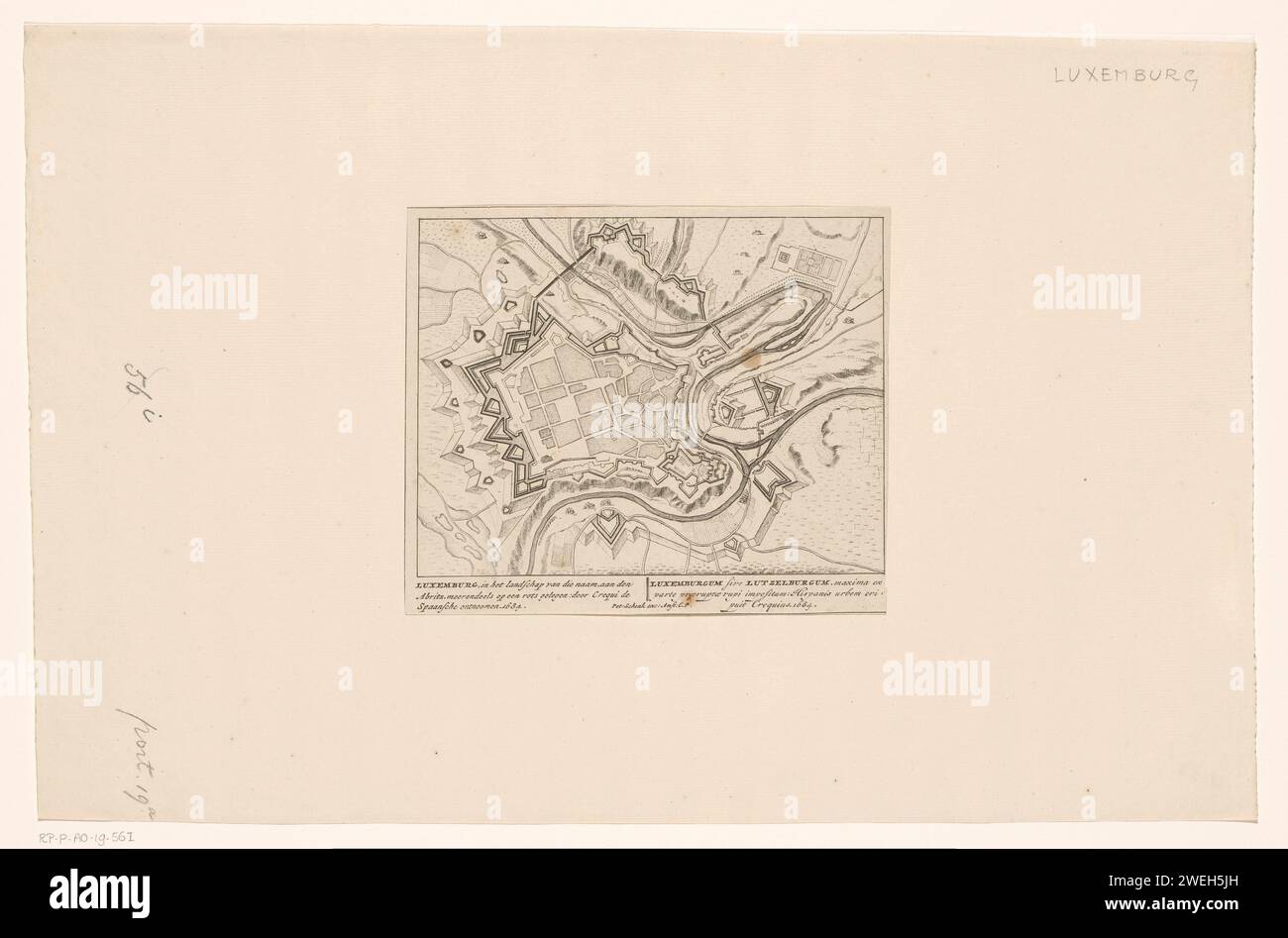 Vestingplattegrond van Luxemburg, anonymous, 1695 - 1711 print Fortress ...