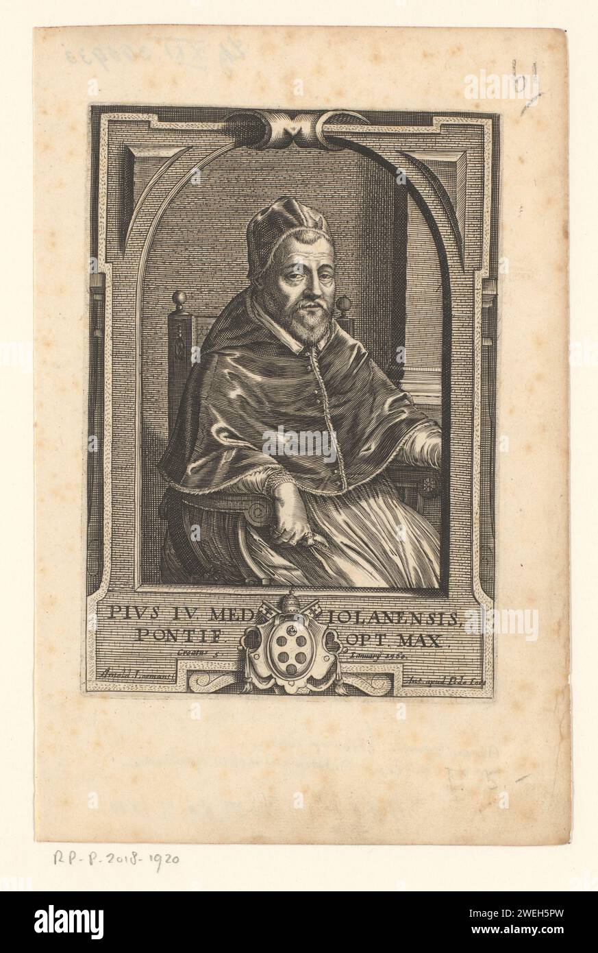 PORRET VAN PAUS PIUS IV, ARNOLD LOEMANS, 1632 - 1670 print Portrait of ...