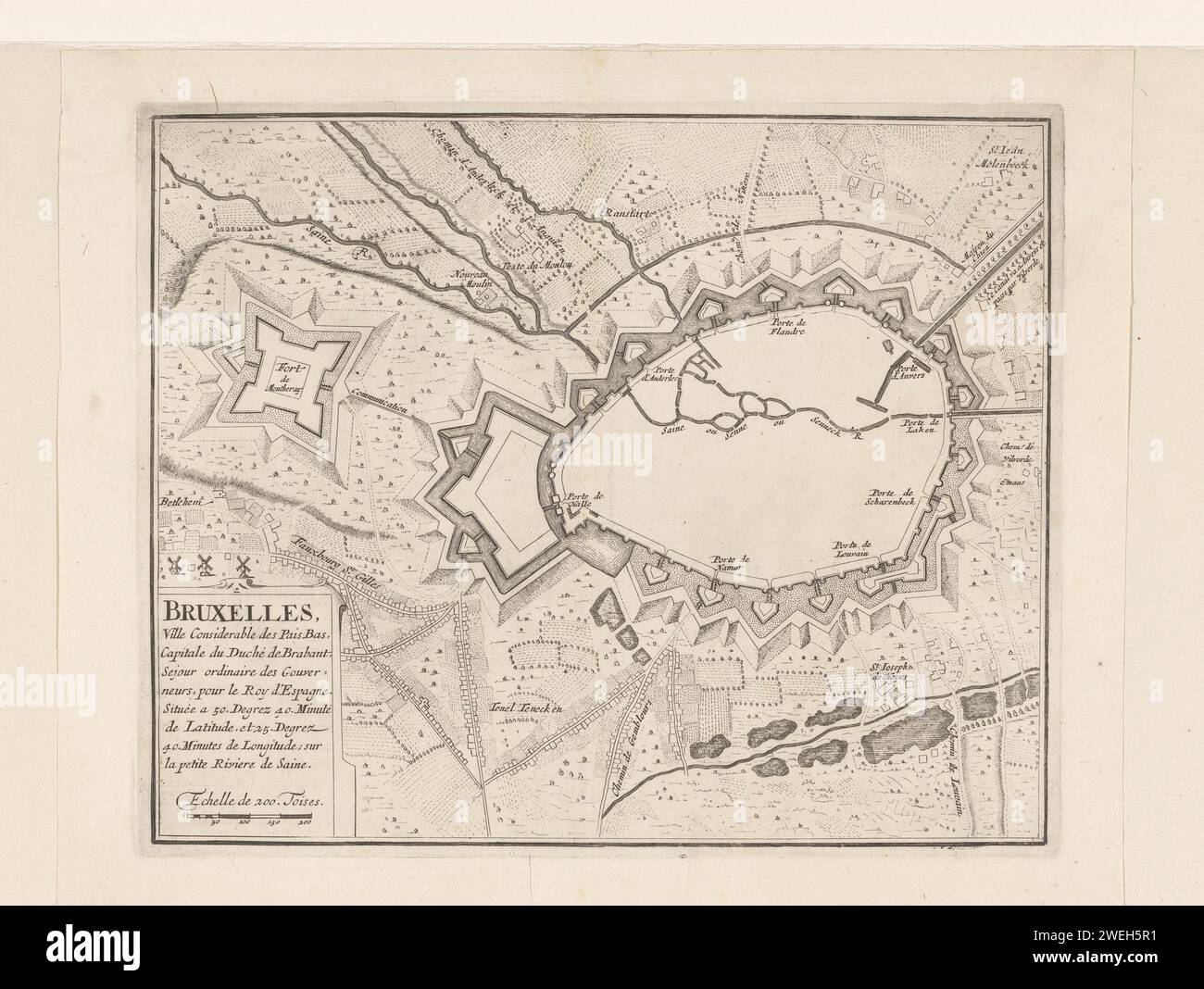 PLANS OF BRUSSELS, Anonymous, 1702 - 1728 print Vesting map of Brussels ...