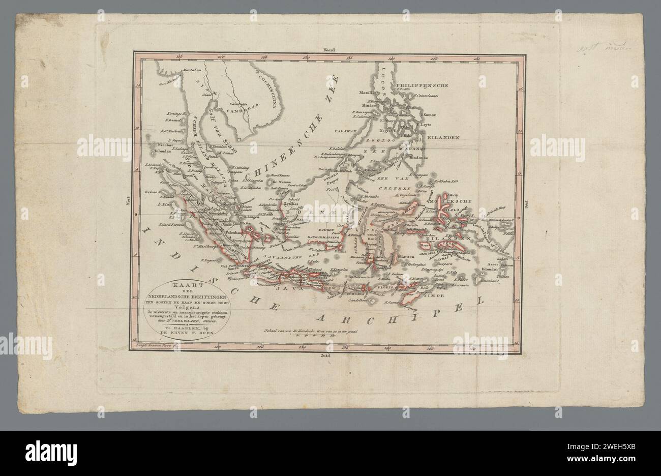 Map of Indonesia, Daniël Vulaard (II), 1806 - 1868 print paper ...