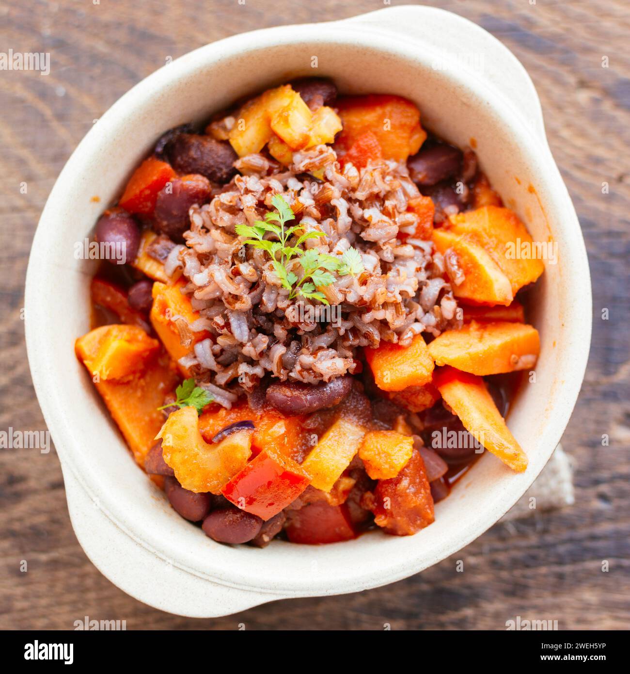 Sweet Potato Gumbo with Red Rice Stock Photo - Alamy
