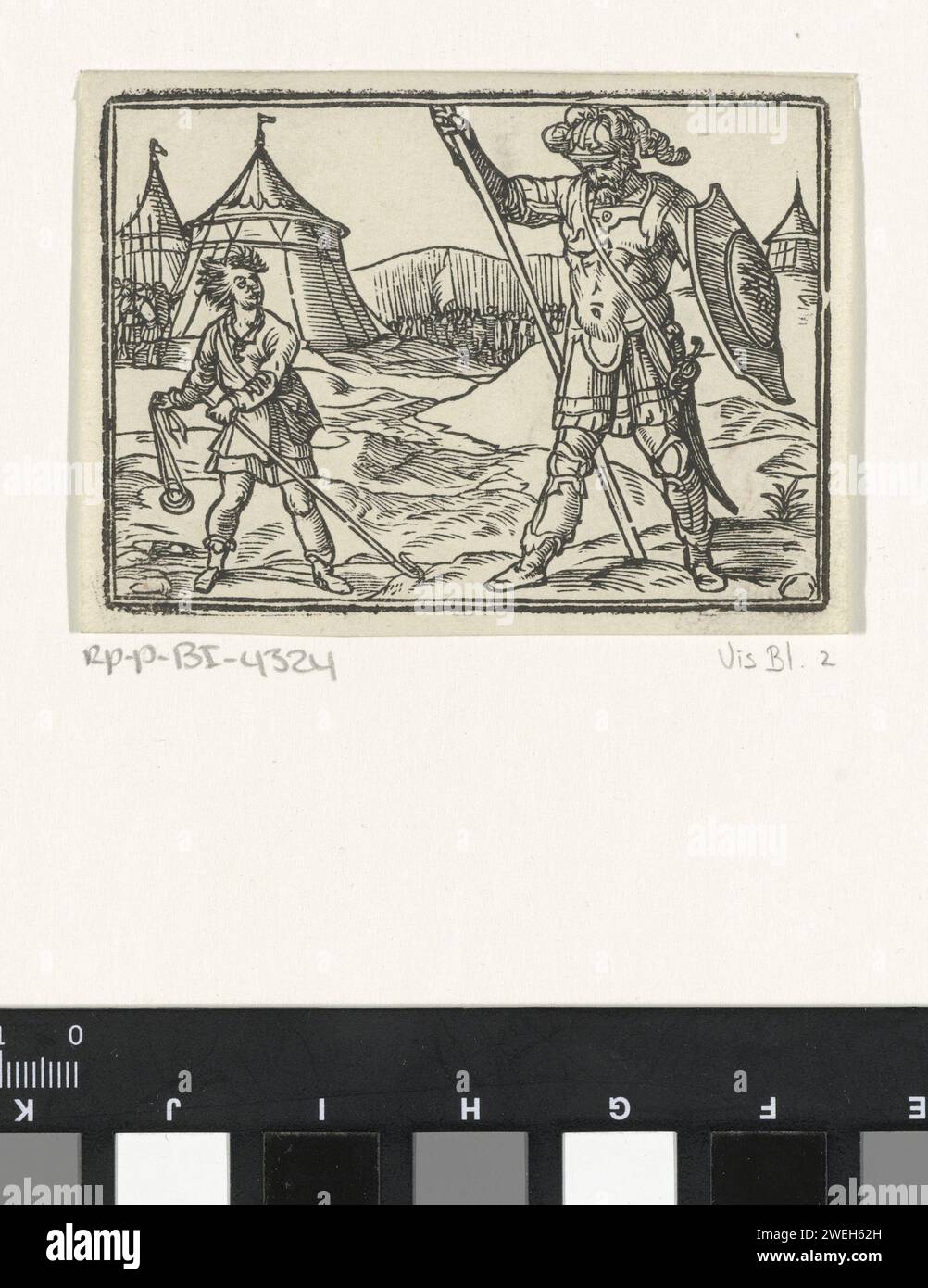 David a Goliat, youhr Bray, 1635 - 1694 print paper David fighting ...