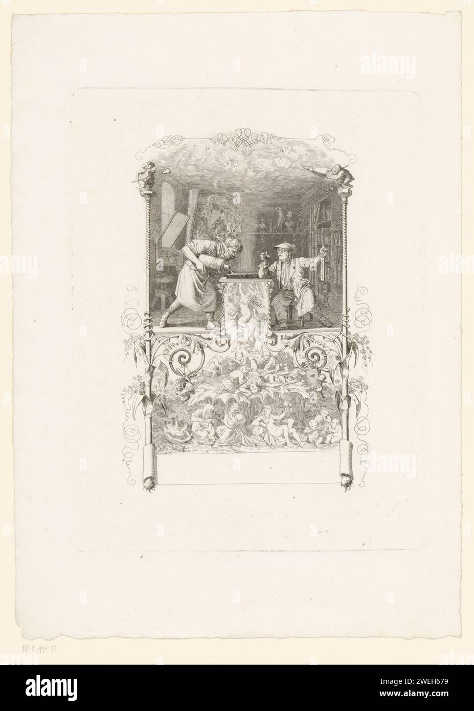Master-Etser and student in workplace, Eugen Napoleon Neureuther, 1839 ...