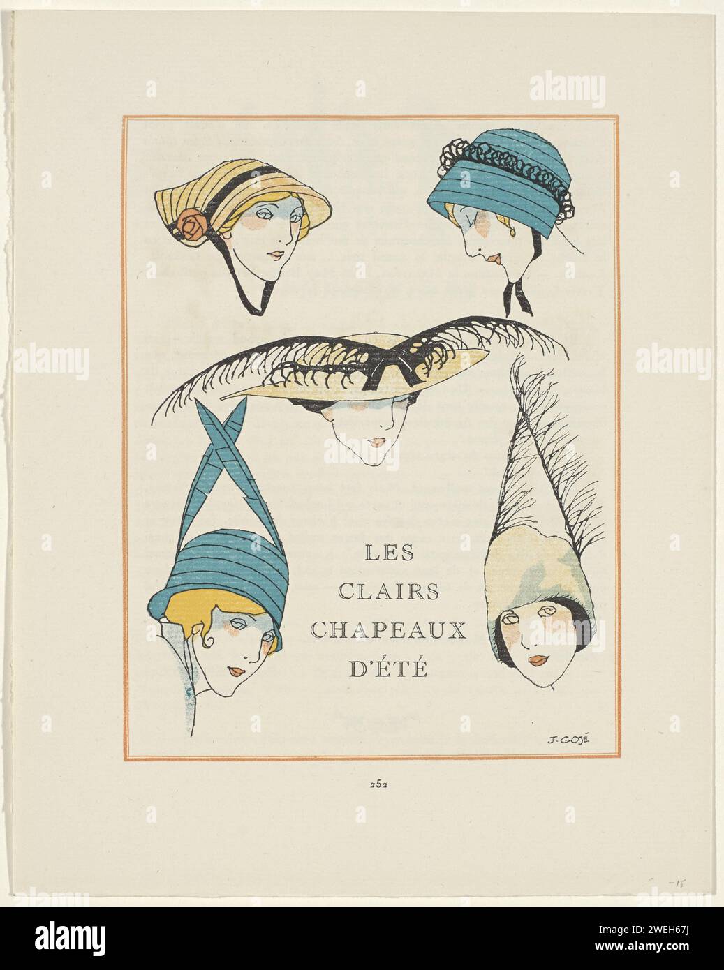 Accessories, 1914 Five ladies' hats. P. 252 from Gazette du Bon Ton ...